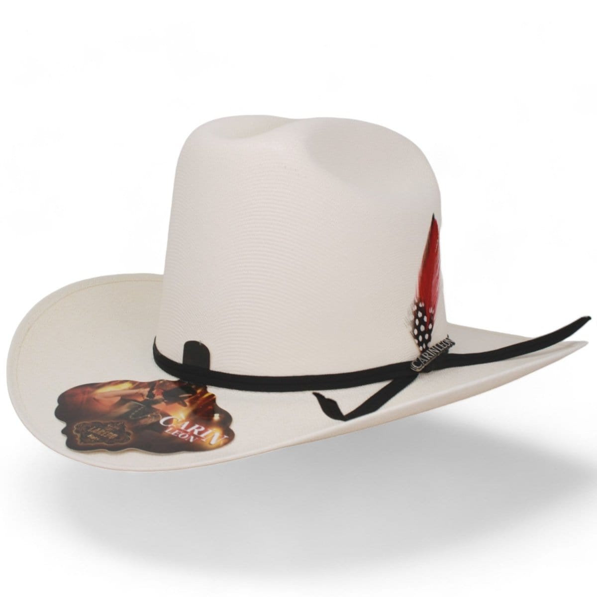 Official Carin Leon 10X Cowboy Straw Hat with Ribbon and Feather ...