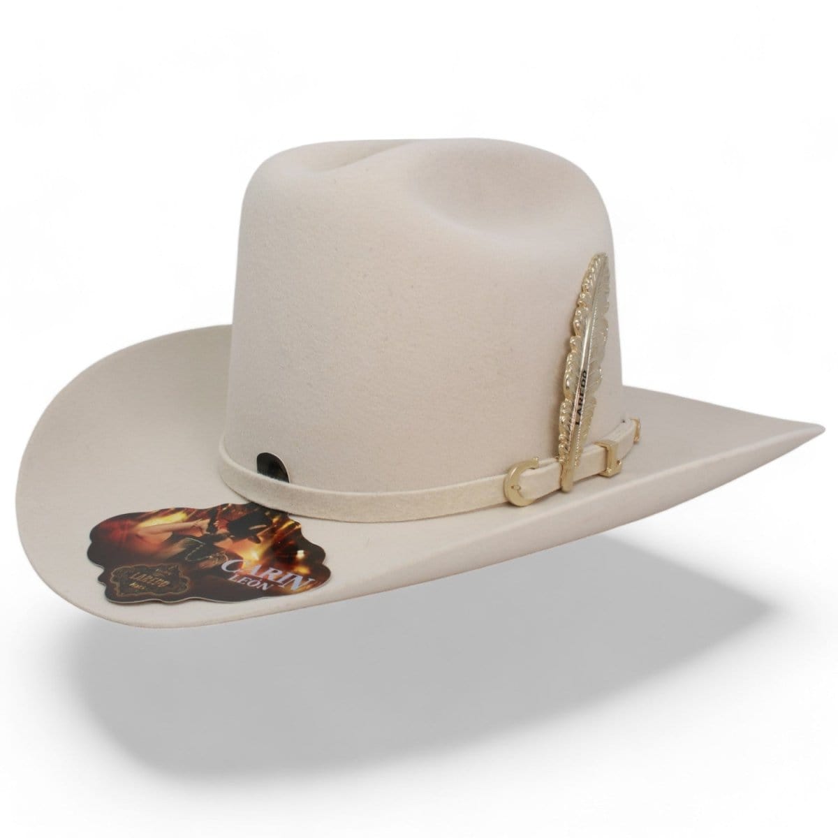 Official Carin Leon Cowboy Felt Hat with Silver Feather Bone ...