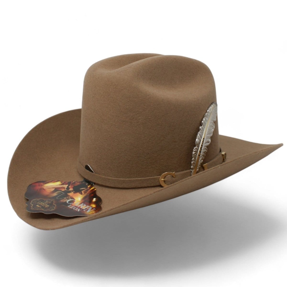 Official Carin Leon Cowboy Felt Hat with Silver Feather Sahara ...