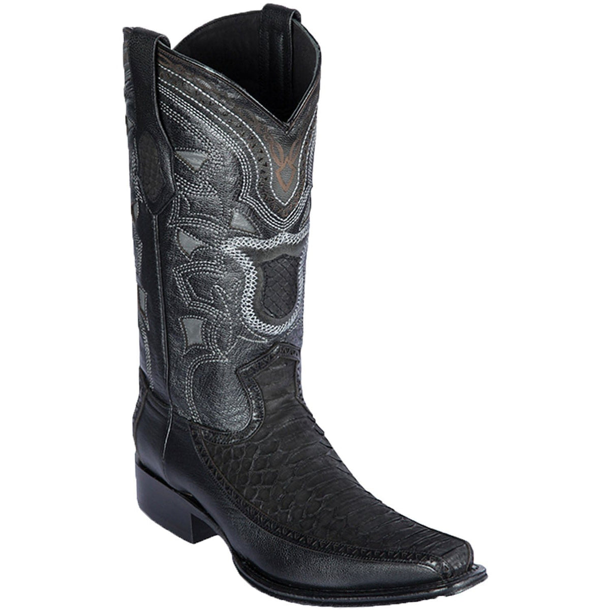 Men's Genuine Python and Deer Skin European Square Toe Boots Nobuck Co ...