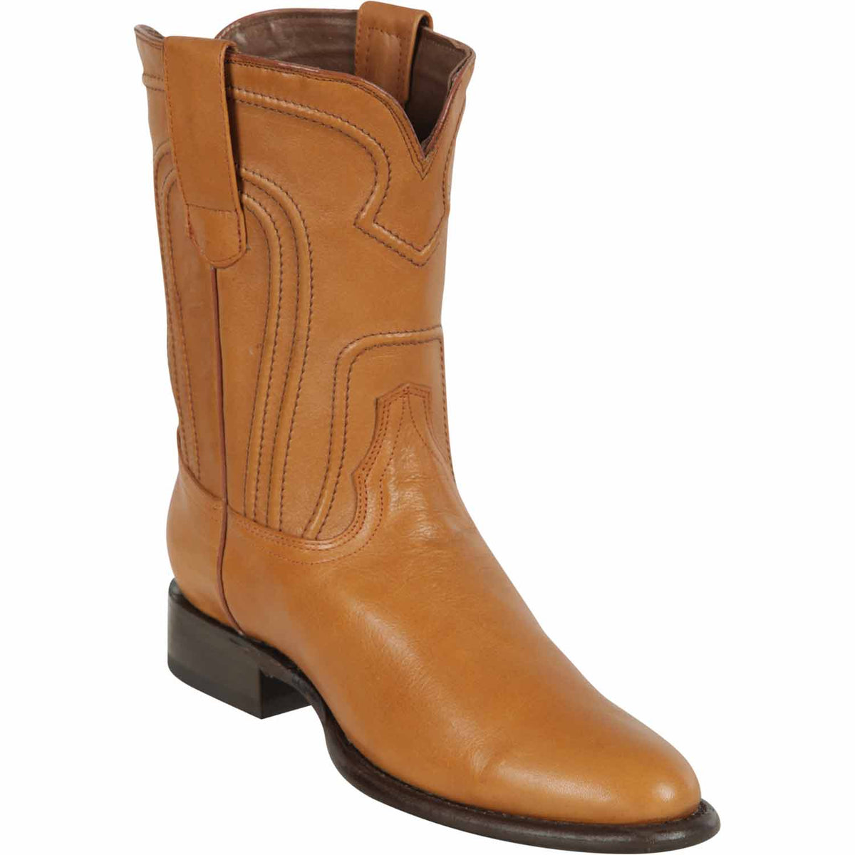 Men's Genuine Belmont Leather Roper Toe Boots Honey Color - Los Altos ...
