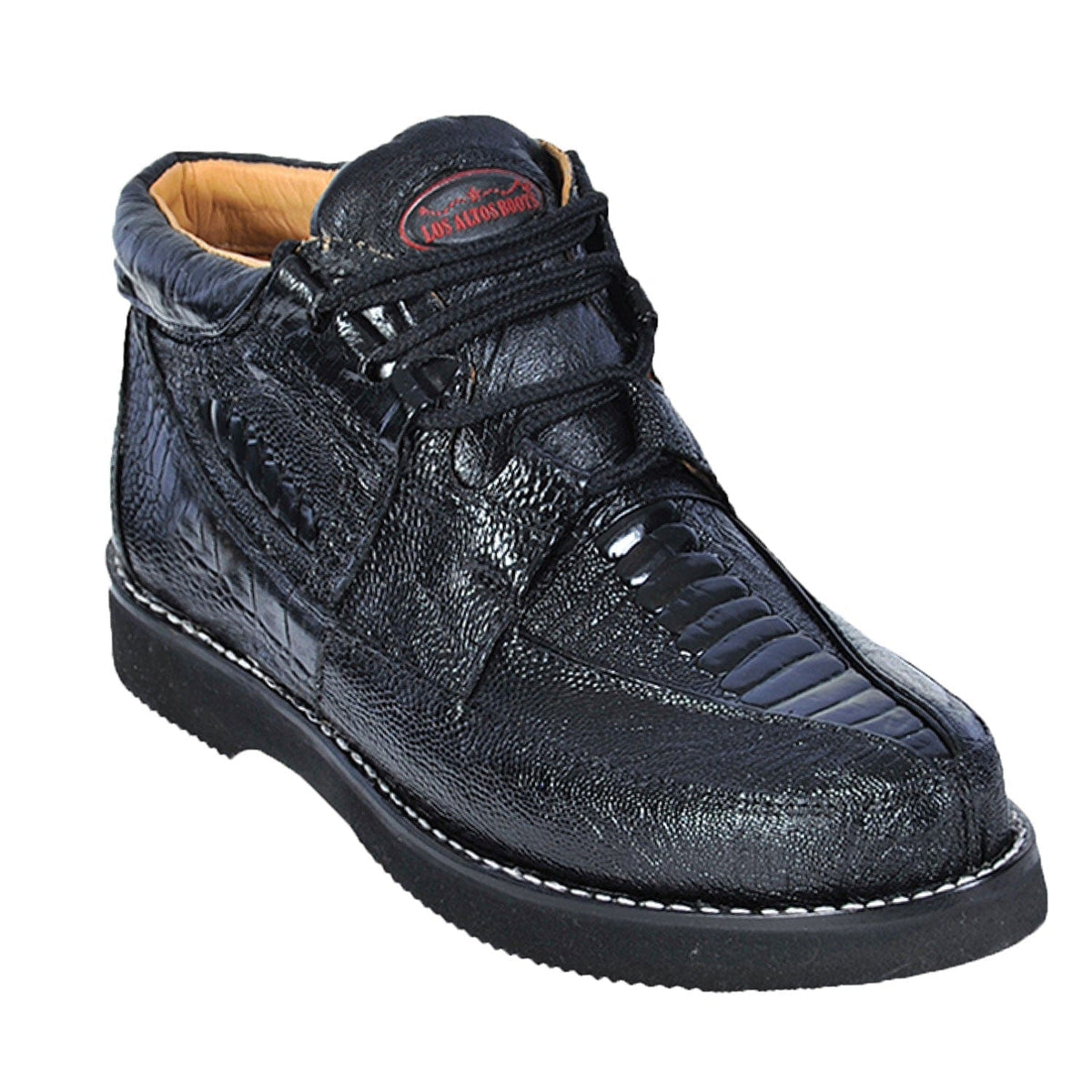 Men's Genuine Full Ostrich Leg Skin Casual Shoes Black Color - Los Alt ...