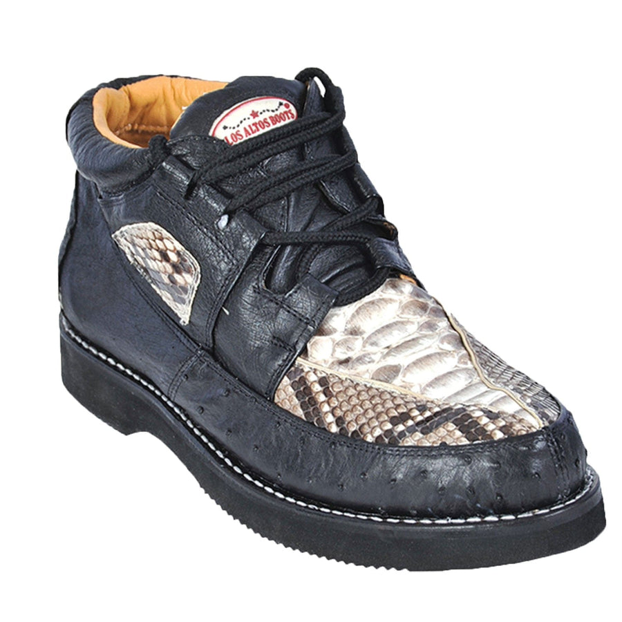 Men's Genuine Python and Ostrich Skin Casual Shoes Natural & Black Col ...