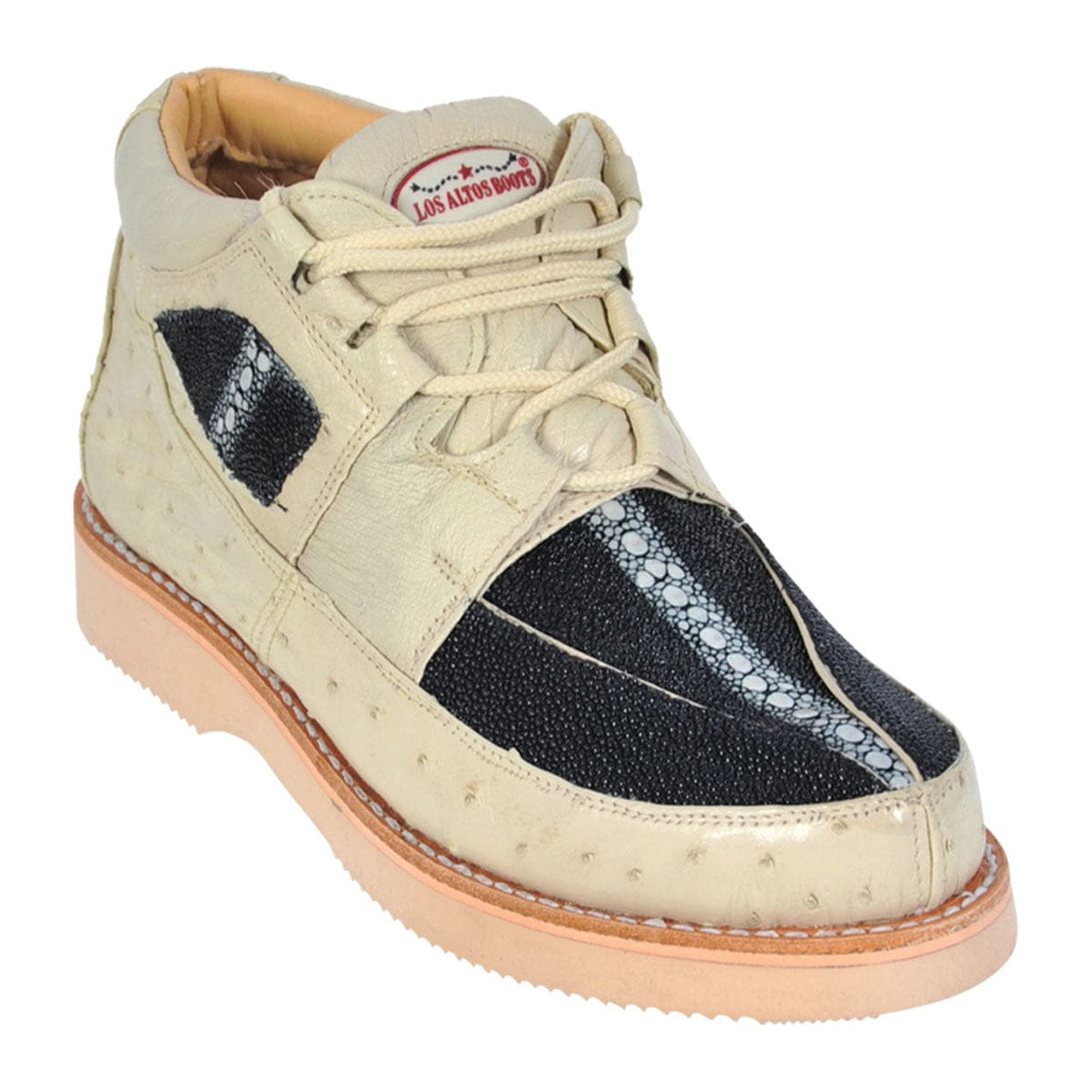 Men's Genuine Stingray and Ostrich Skin Casual Shoes Black & Winterwhi ...